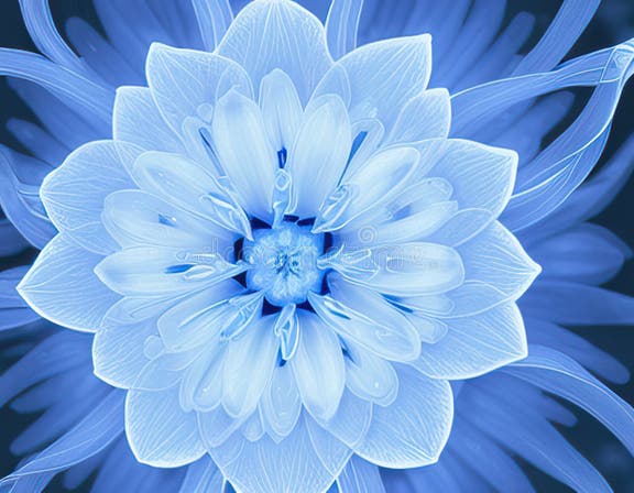 Elegant X-ray Style Blue Flower, Translucent Petals, Soft Gradient ...