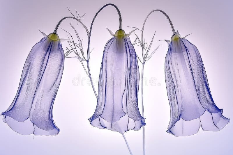 Elegant X-ray Visualization of Flowers in a Palette of Blue and White ...