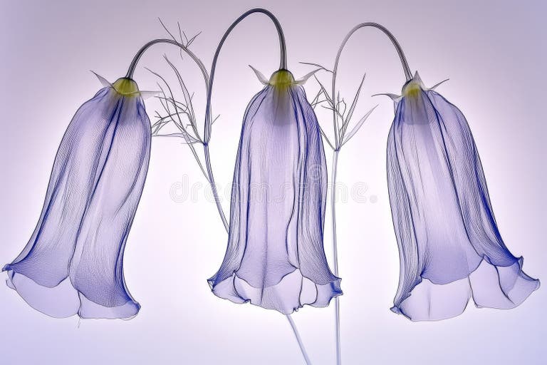 Elegant X-ray Visualization of Flowers in a Palette of Blue and White ...