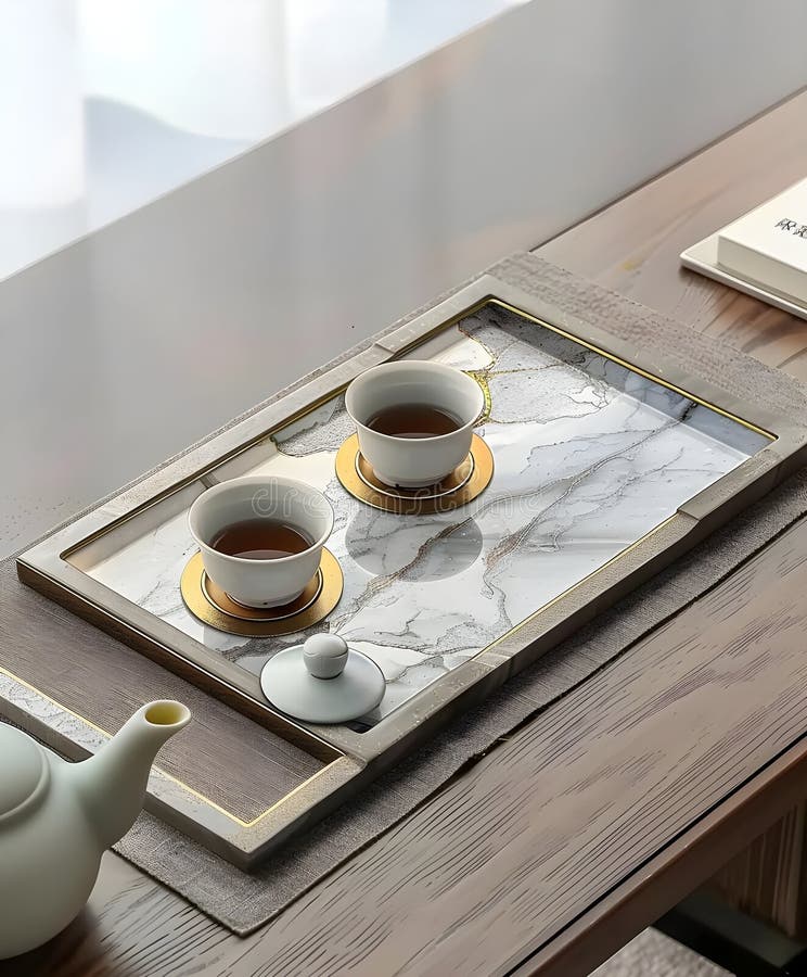 Elegant Rectangular Chinese Tea Set Display Generative AI Stock ...