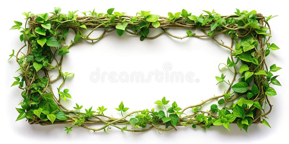 Elegant Rectangular Frame with Twisted Vines Natural Botanical Design ...