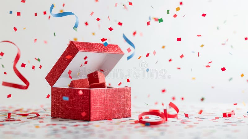 Elegant Rectangular Gift Box on Tabletop with Colorful Ribbons and a ...