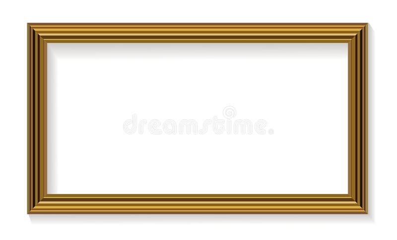 Elegant Rectangular Golden Photo Frame with Shadow Isolated on White ...