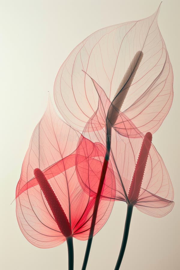 Elegant Red Anthurium Flowers with Translucent Leaves Stock Photo ...