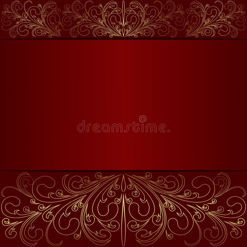 Elegant Red Background with Golden Lacy Borders Stock Vector ...