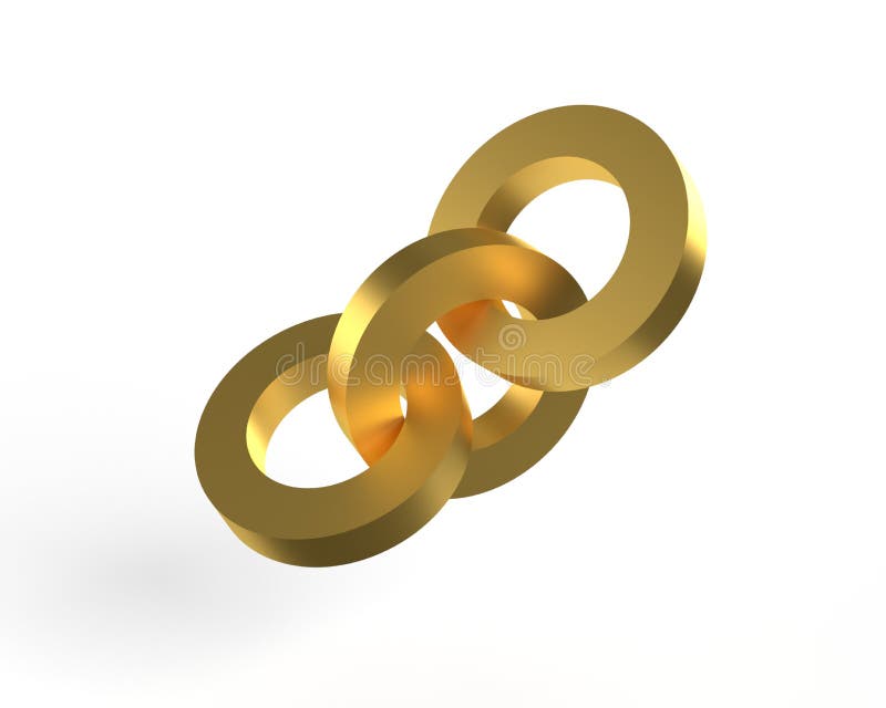 3D Gold Rings Connected White Background Stock Illustration ...