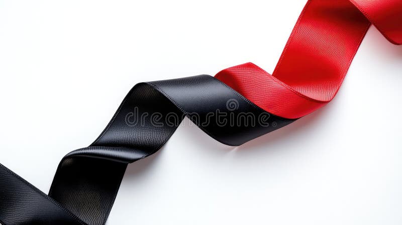Elegant Red and Black Ribbons on White Background Stock Illustration ...