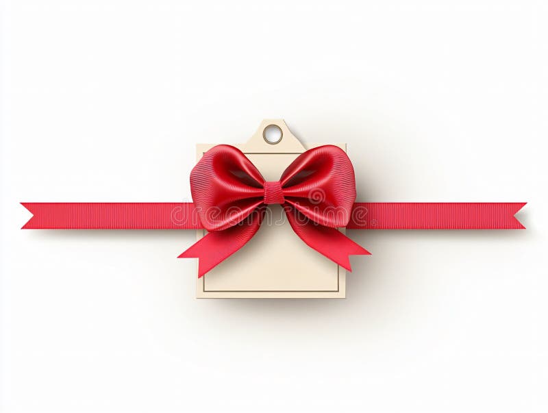 Elegant Red Bow on Gift Tag 3D Render High Quality Image Stock ...