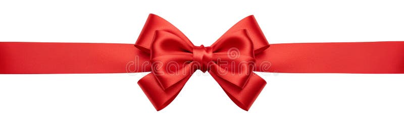 Elegant Red Bow on a Matching Ribbon Strip Stock Image - Image of ...