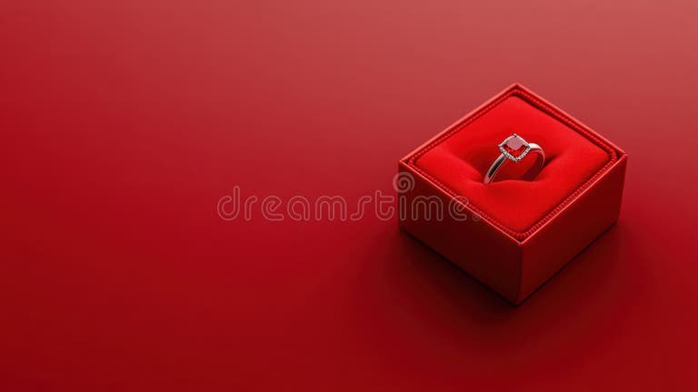 Elegant Red Box with Precious Ring, Symbol of Love and Commitment Red ...