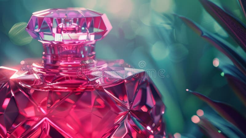 Elegant Red Crystal Perfume Bottle with a Soft Focus Background. Stock ...