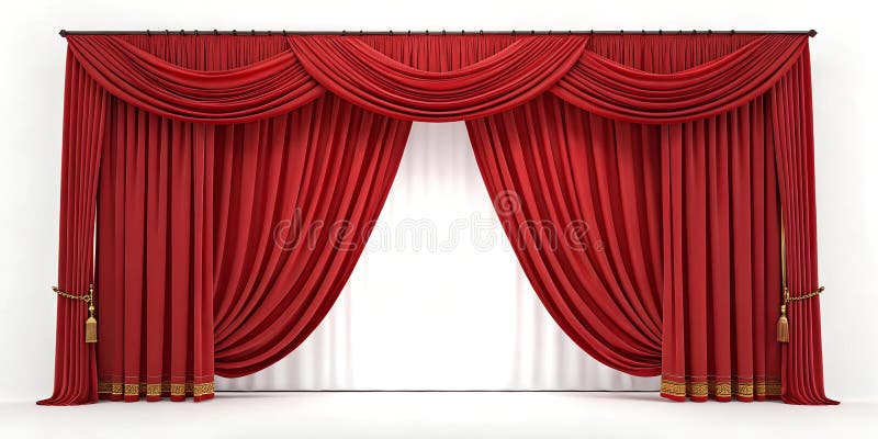 Elegant Red Curtain Setup in a Theater Stage for a Grand Performance ...