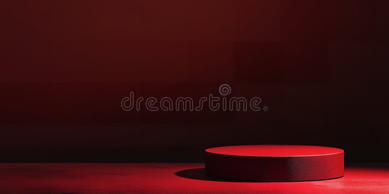 Elegant Red Cylindrical Display Platform Minimalist Product Showcase ...