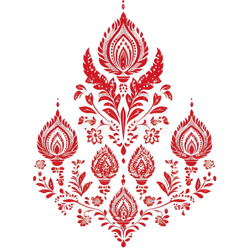 Elegant Red Damask Floral Pattern Design for Textile or Wallpaper Stock ...