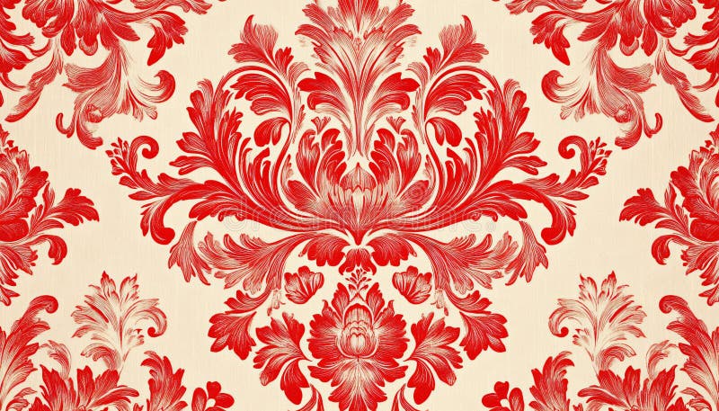 Elegant Red Damask Pattern Seamless Wallpaper High Quality Image Stock ...