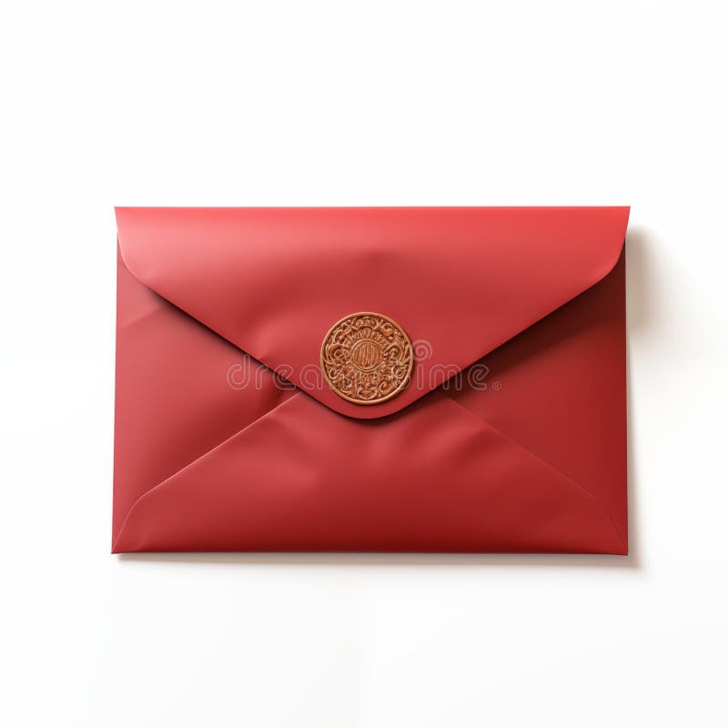 Elegant Red Envelope with Decorative Seal Isolated on White Background ...