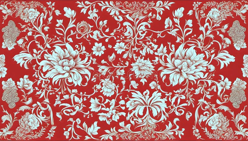 Elegant Red Floral Pattern Wallpaper Design Stock Illustration ...