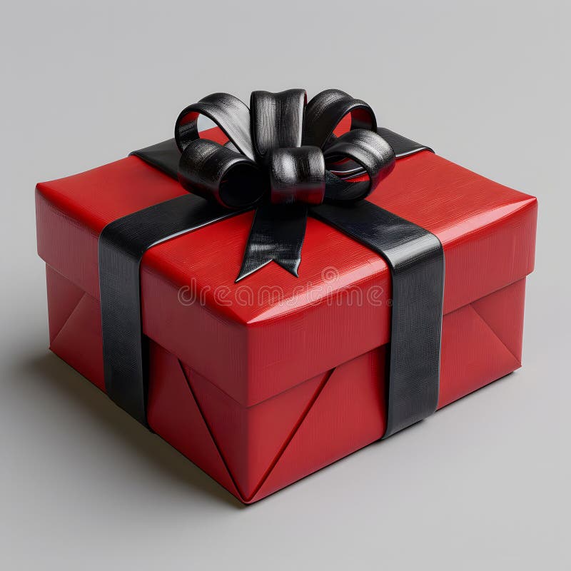 Elegant Red Gift Box with Black Ribbon and Bow for Special Occasions ...