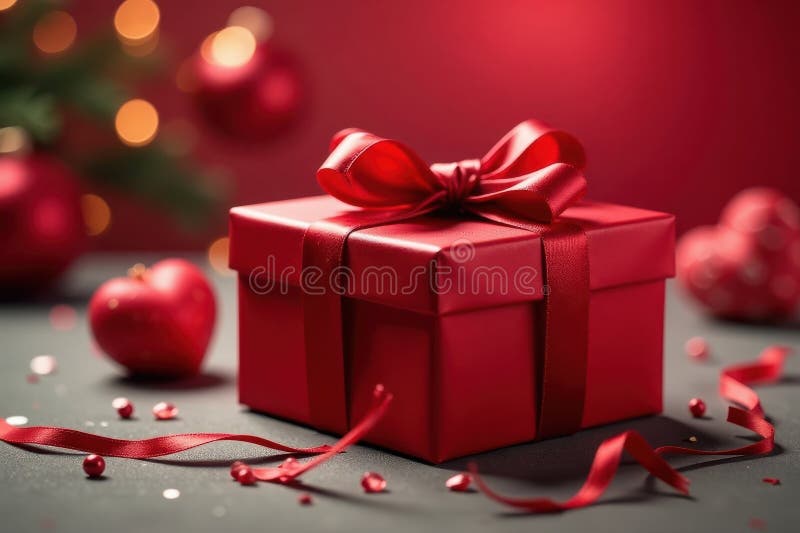 Elegant Red Gift Box, Christmas Valentine S Day , Ruby, Design Stock ...