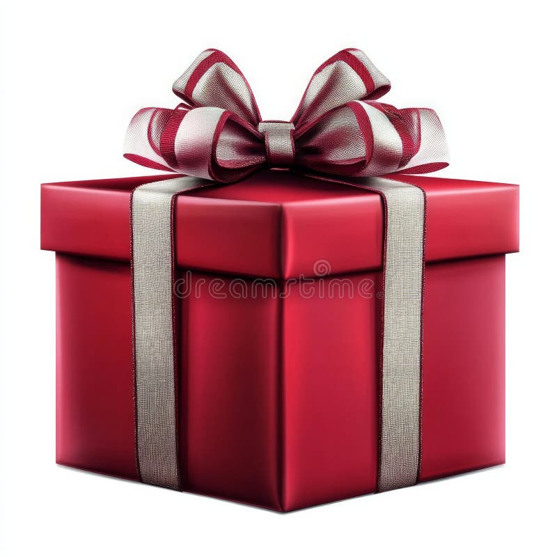 Elegant Red Gift Box Silver Ribbon Bow Special Occasions Celebrations ...