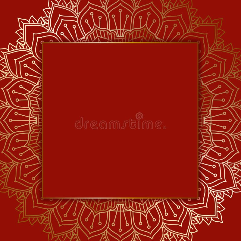 Elegant Red and Gold Background with Decorative Mandala Design Stock ...
