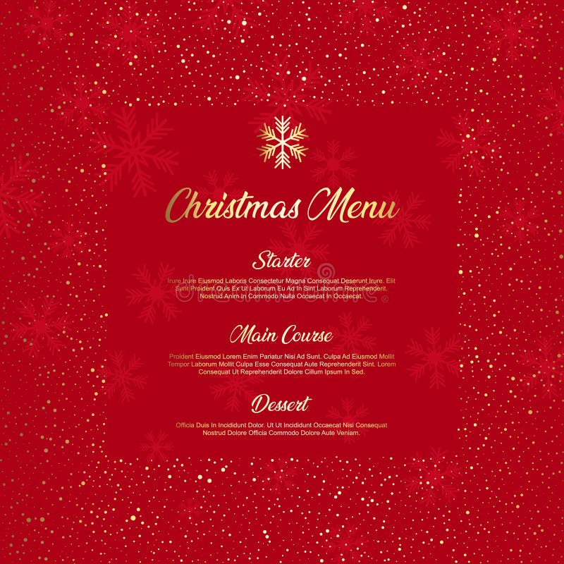 Elegant Red and Gold Christmas Menu Design Stock Vector - Illustration ...
