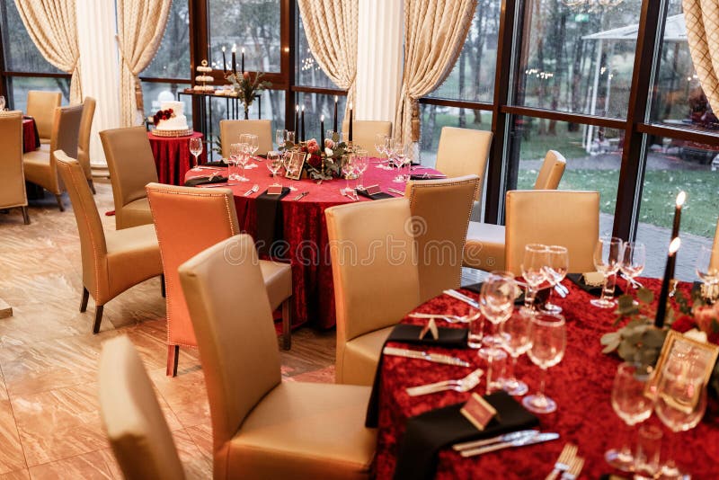 Red theme party decor stock image. Image of wedding - 184647643