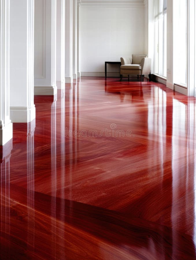 Elegant Red Hardwood Flooring in Luxury Home Interior Stock ...