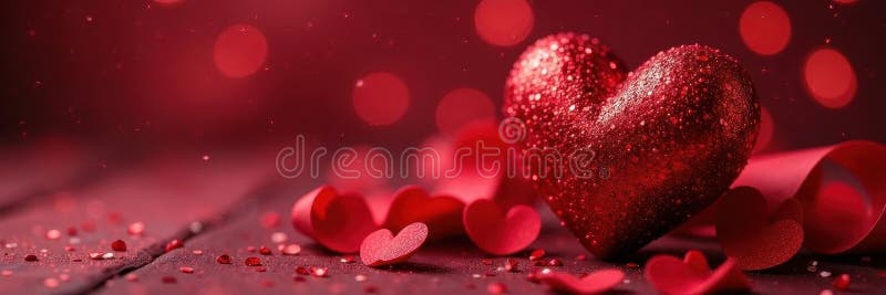 Elegant Red Heart with Glitter Wedding Theme Symbol Heart Design Stock ...