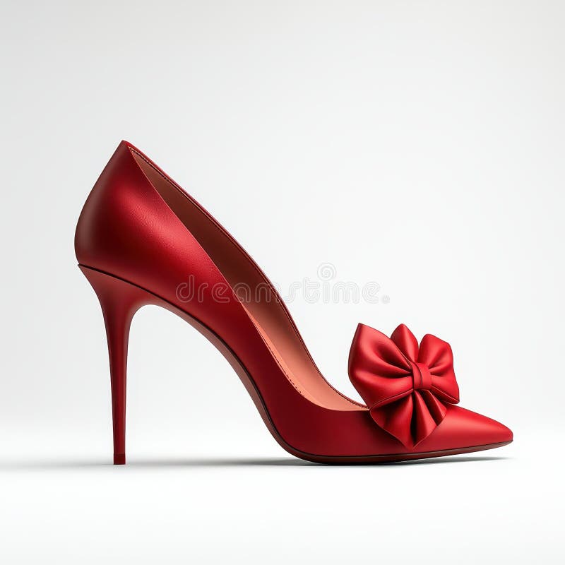 Elegant Red High Heel Shoe with Bow Stock Illustration - Illustration ...