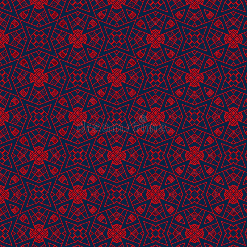 Elegant Red Intricate Seamless Pattern Design Over Dark Blue Background ...