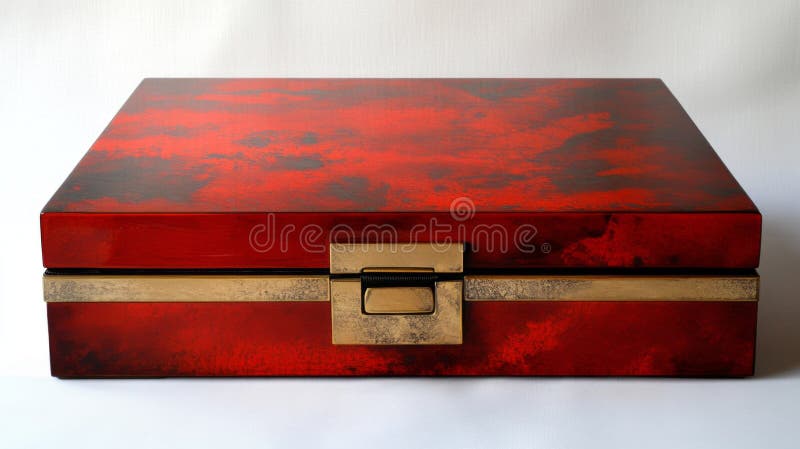 Elegant Red Lacquered Box with Brass Clasp Stock Illustration ...
