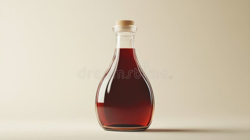 Elegant Red Liquid Bottle on Beige Background Stock Illustration ...