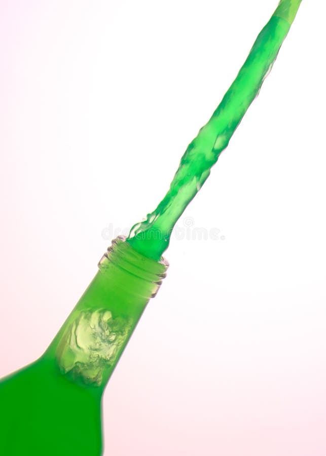 Elegant Red Liquid Bottle Pour Isolated on White Stock Photo - Image of ...