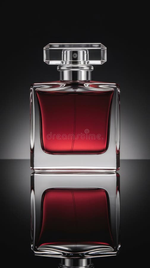Elegant Red Perfume Bottle on Dark Background Stock Photo - Image of ...