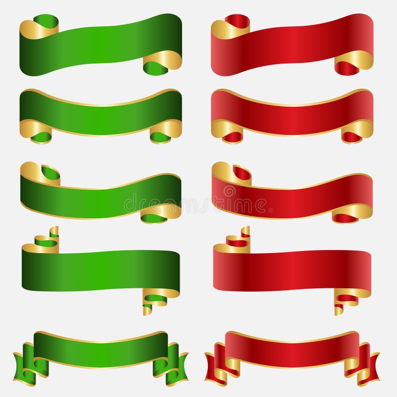 Elegant Red Ribbon Banner Collection Set. Vector Illustration. Stock ...
