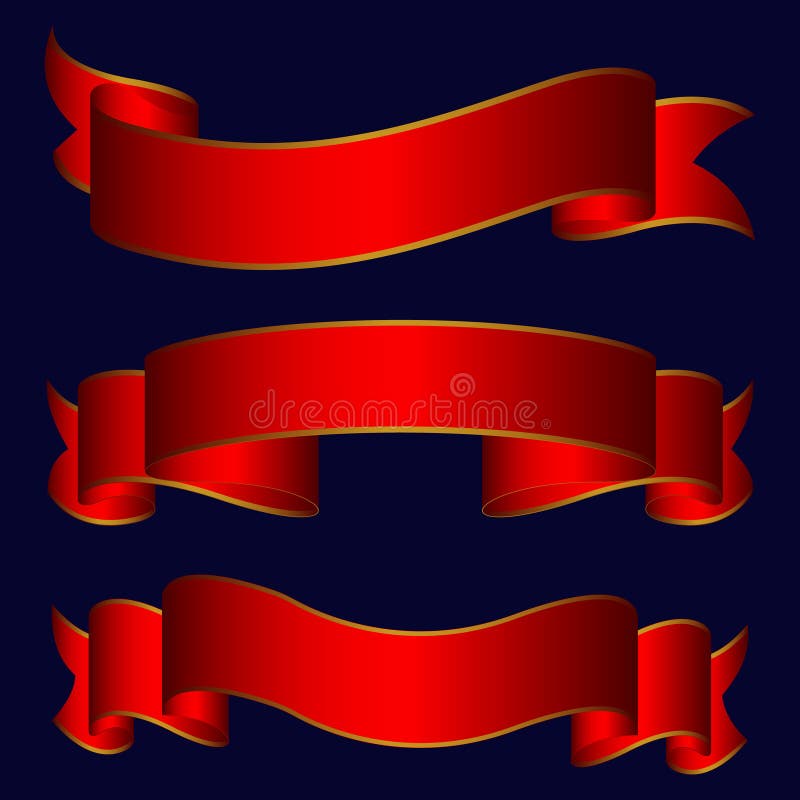 Elegant Red Ribbon Banner Collection Set. Vector Illustration. Stock ...