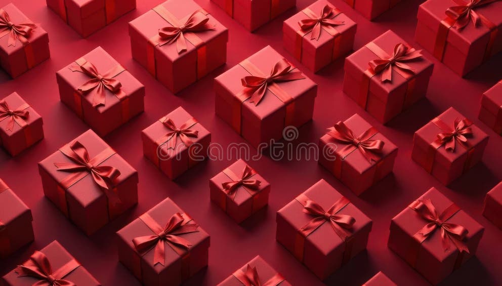 Elegant Red Ribbon Gift Boxes, Repeating Pattern, Luxury, Gift Box ...