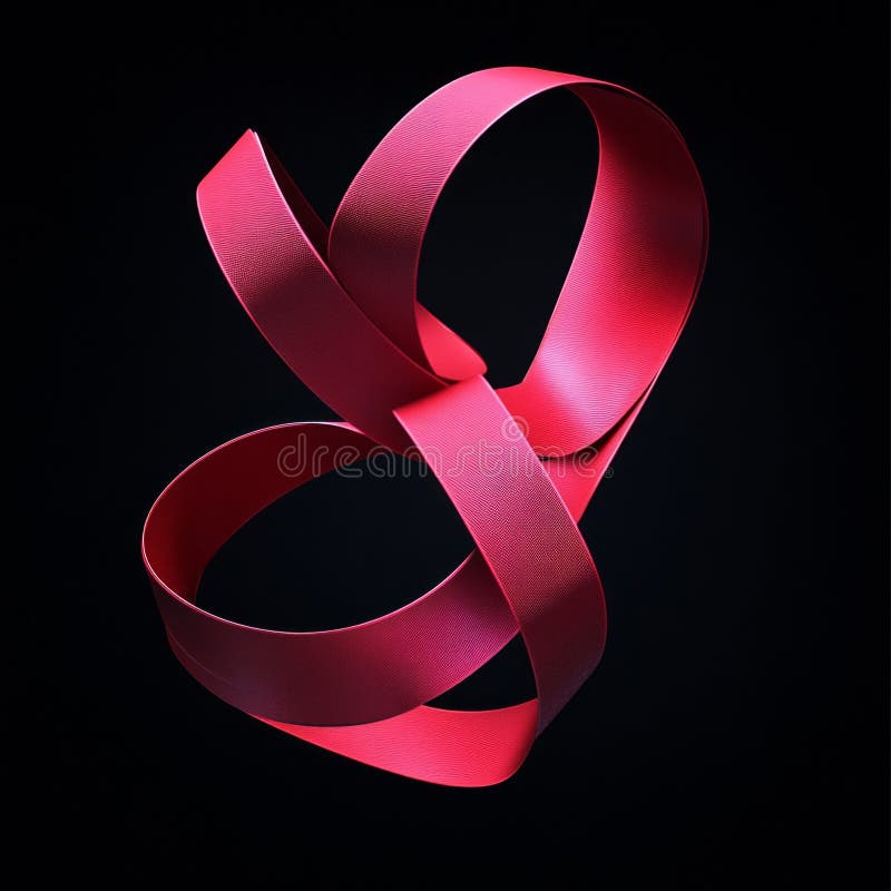 Elegant Red Ribbon Loop on Black Background for Modern Art Design Stock ...