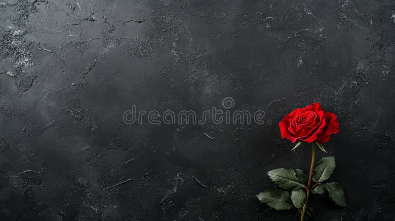 Elegant Red Rose on Dark Black Surface with Smooth Texture Stock ...