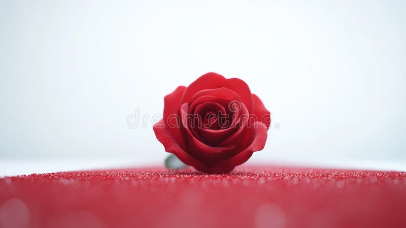 Elegant Red Rose Placed on a Red Textured Surface Stock Illustration ...