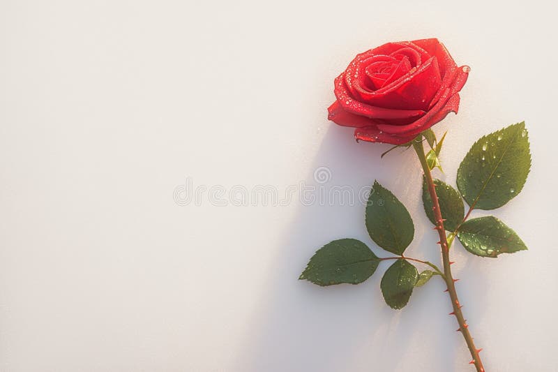 Elegant Red Rose Stands Alone, Symbolizing Love and Passion Stock ...