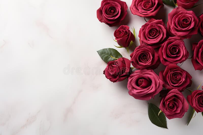 Elegant Red Roses Border Frame Top View, Floral Template with Copy ...