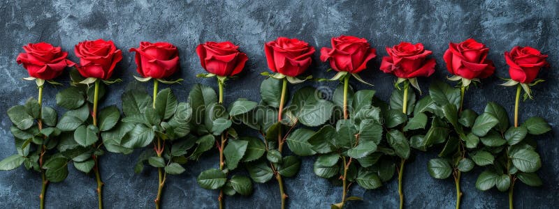 Elegant Red Roses Lined on Slate Background Stock Illustration ...