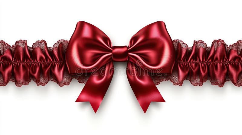 Elegant Red Satin Ribbon Bow with Frilly Trim Stock Illustration ...