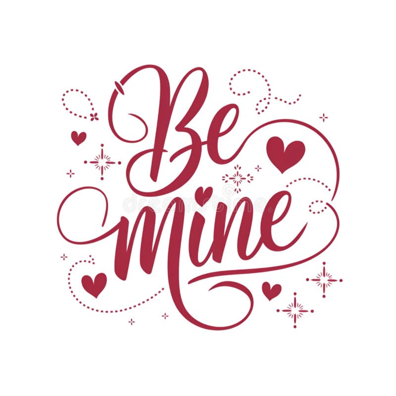 Elegant Red Script Spells Out Be Mine Adorned with Hearts and ...