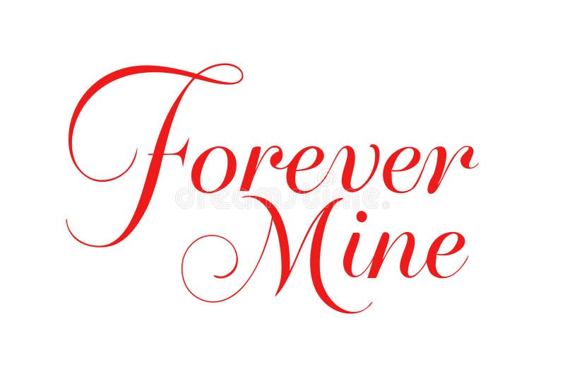 Elegant Red Script Text Forever Mine in Handwritten Style Stock Vector ...