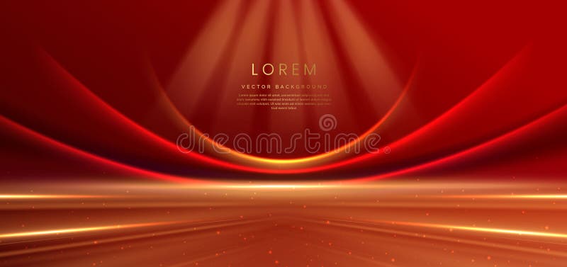 Elegant Red Stage with Red Curved Shape Lighting Effect and Sparkle ...