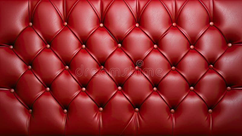 Elegant Red Tufted Leather Upholstery with Button Details Stock ...