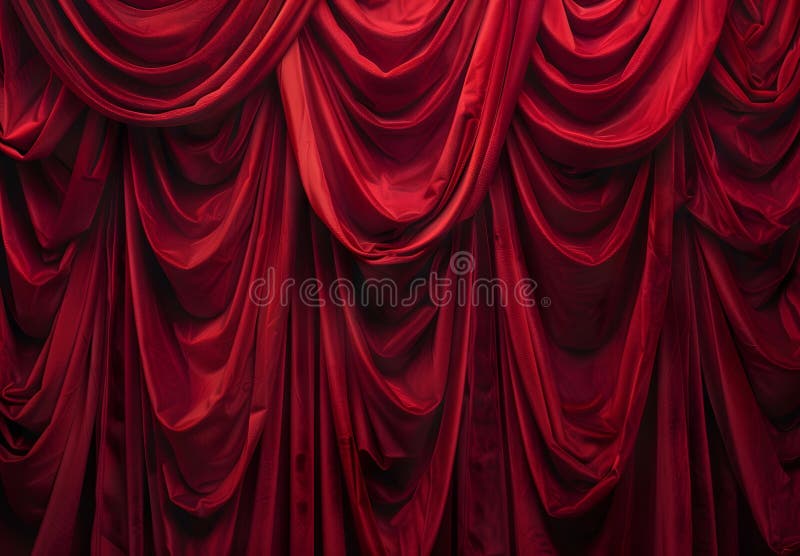 Elegant Red Velvet Curtain Background Stock Illustration - Illustration ...